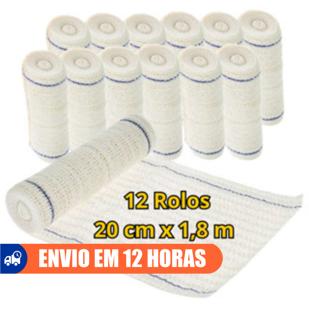 Atadura De Crepom 13 Fios 20cm x 1,8m 12 Rolos Clean | Shopee Brasil