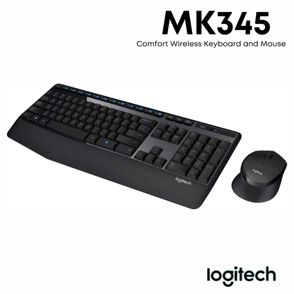 KIT TECLADO E MOUSE SEM FIO MK345 PRETO LOGITECH | Shopee Brasil