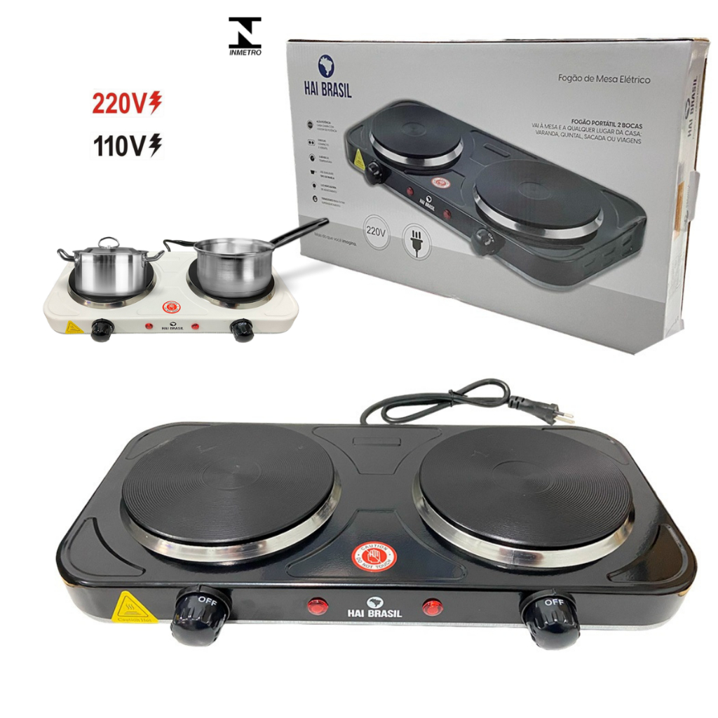 Fogão Elétrico Cooktop 2 bocas Indução Portátil 110v 220v Fogareiro ...