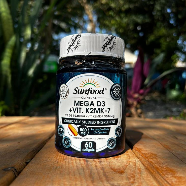 Mega D3 + Vit.K2MK-7 60 Caps Softgels 500 mg Sunfood | Shopee Brasil