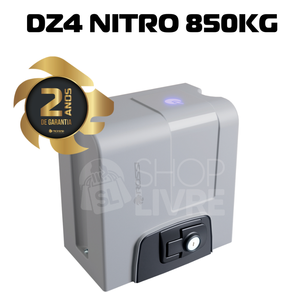 KIT MOTOR DE PORTÃO DESLIZANTE AUTOMÁTICO DE CORRER ROSSI DZ4 NITRO 850KG RÁPIDO 03 SEG 02 ...