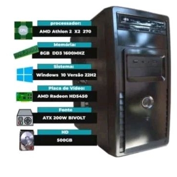 Computador com processador AMD Atlhon 2 x2 270 ,memória 8gb,HD 500gb ...