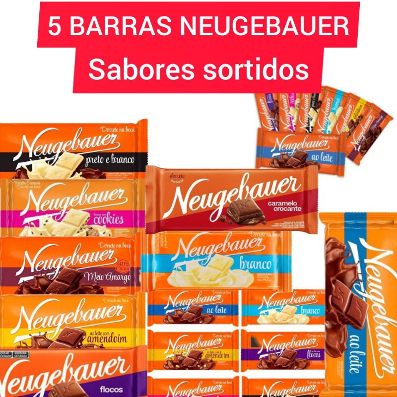 5 BARRAS DE CHOCOLATE NEUGEBAUER~80g | Shopee Brasil