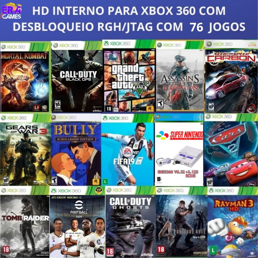 HD interno com 76 jogos para Xbox 360 RGH | Shopee Brasil