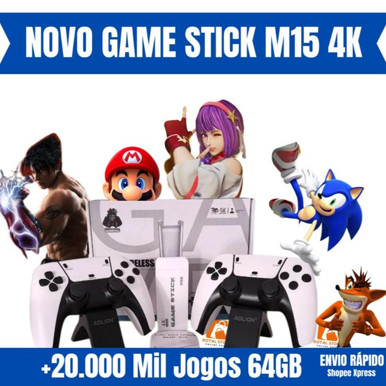 Lançamento Game Stick M15 Mais De 20 mil Jogos 4K Console Video Game ...