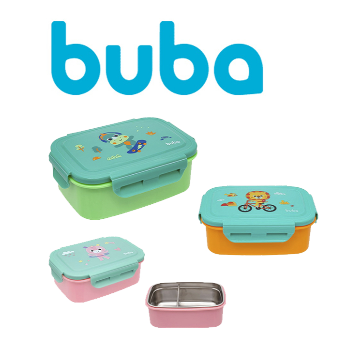 Lancheira Bento Box Pote Inox Infantil Com Divisória do Bebê Buba ...