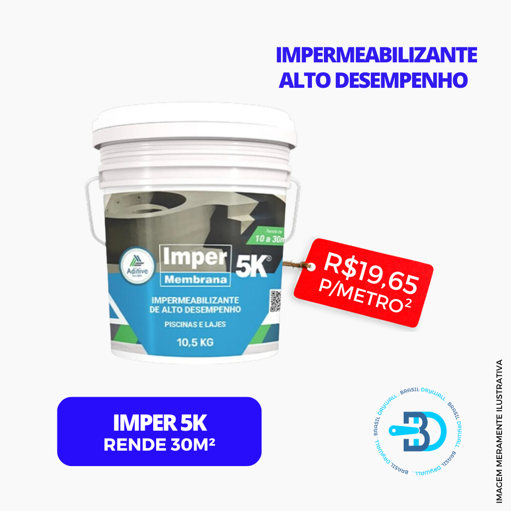 Imper 5K - Membrana Impermeabilizante Flexível - 10,5 Kg Piscinas e ...
