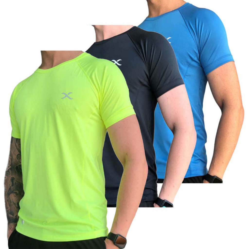 Camiseta dry-fit, kit com 3 peças (Enviar as cores escolhidas no chat ...