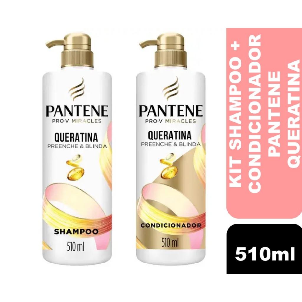 Kit Shampoo + Condicionador Pantene Queratina 510ml | Shopee Brasil