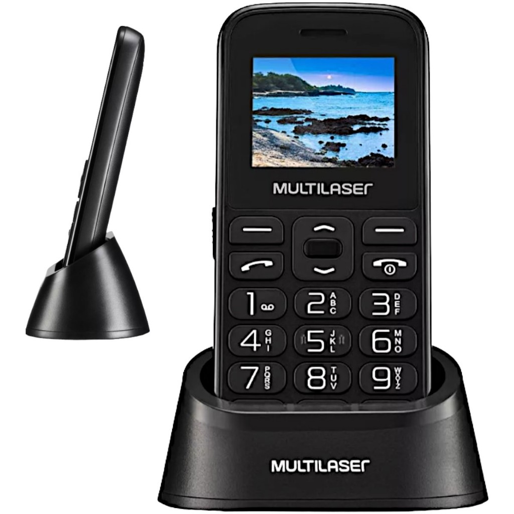 Celular para Idoso Multilaser Vita Base Botão SOS Bluetooth Dual Chip Preto P9120 Simples de ...