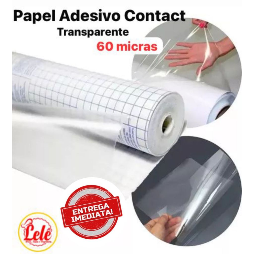 Papel Plástico CRISTAL Adesivo Contact 60 Micras Transparente Cristal ...