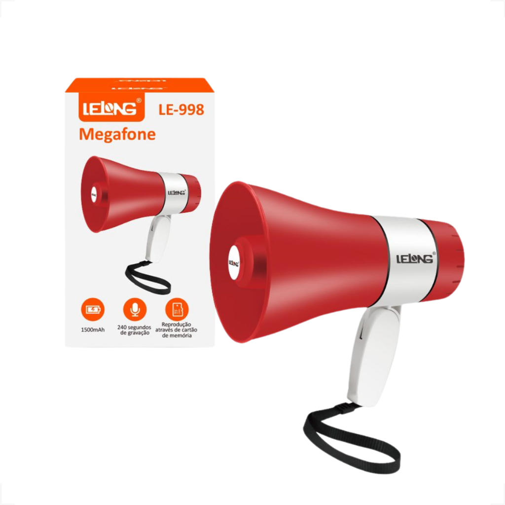 Megafone Portátil Lelong C/ Microfone e Gravador | Shopee Brasil