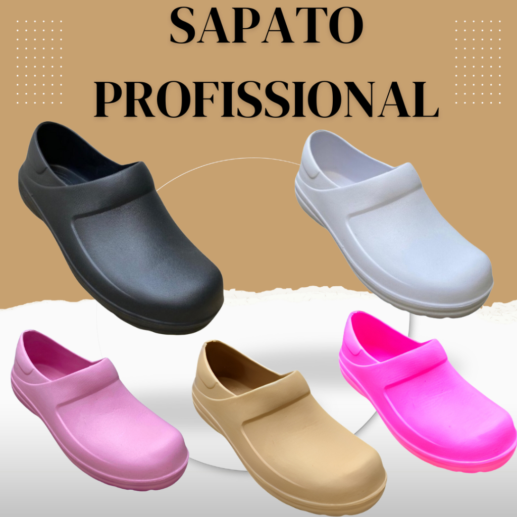 Sapato Hospitalar Confortável Croc Fechado Enfermeira Branco Preto ...