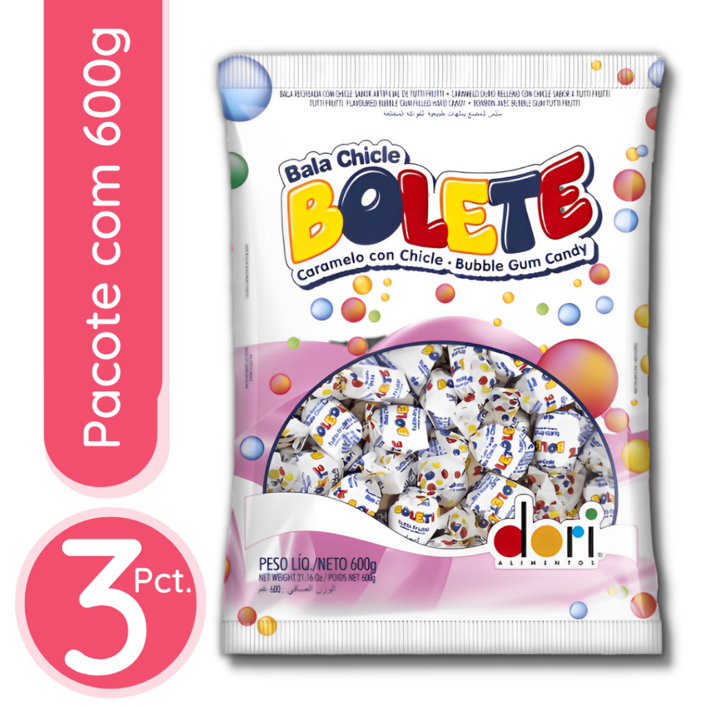 Saco de Bala Chiclete Bolete Tutti Frutti Dori 600g - 3 Unidades ...