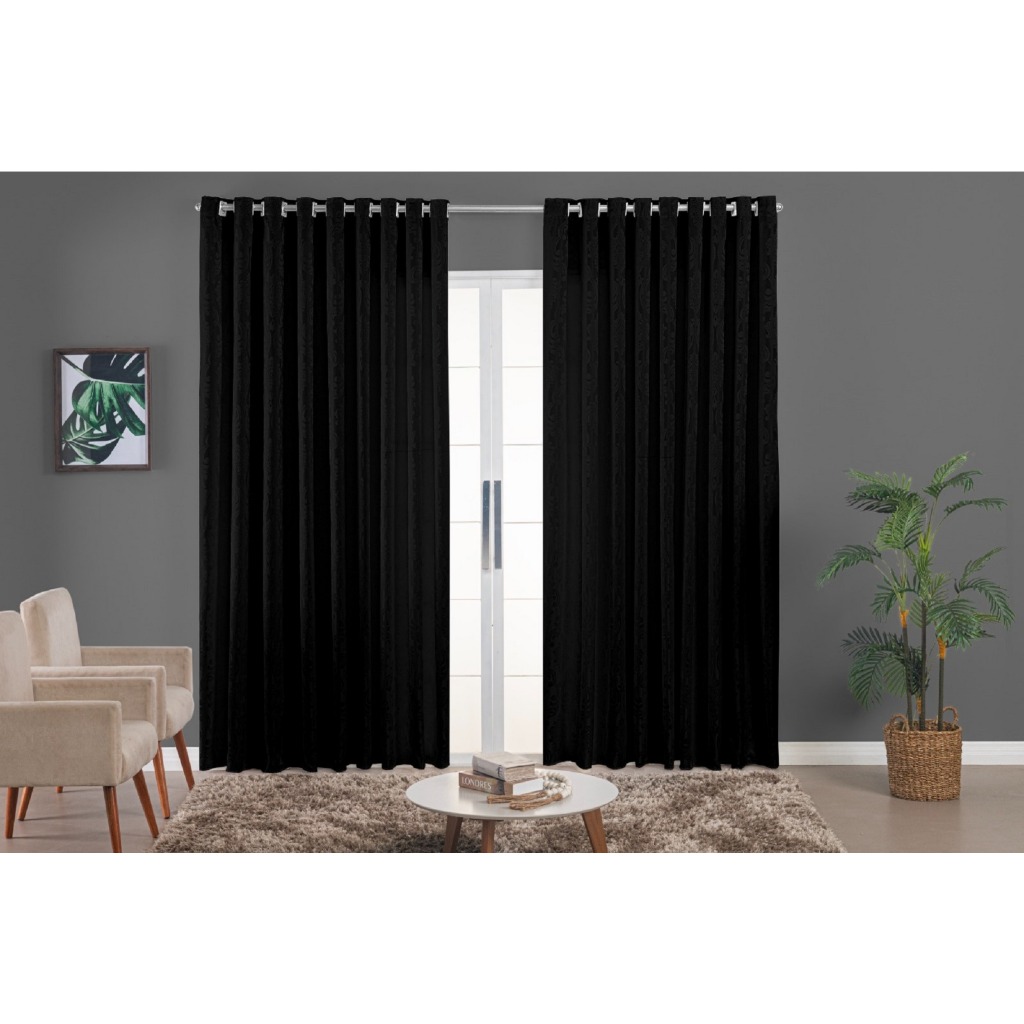 cortina em tecido jacguard semi blackout para sala e quarto de 2,80 de ...