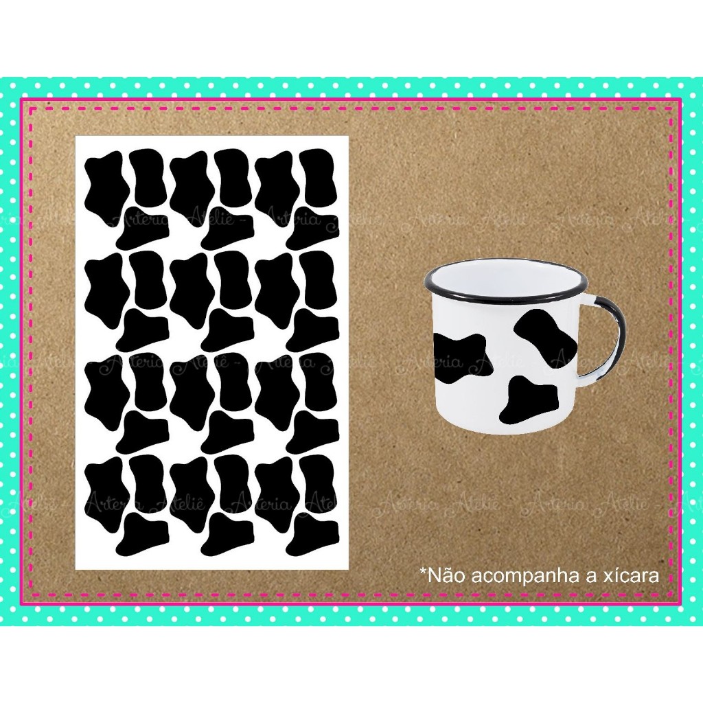 Cartela com Adesivo (MÉDIO) Mancha Manchinha de Vaca Vaquinha ...