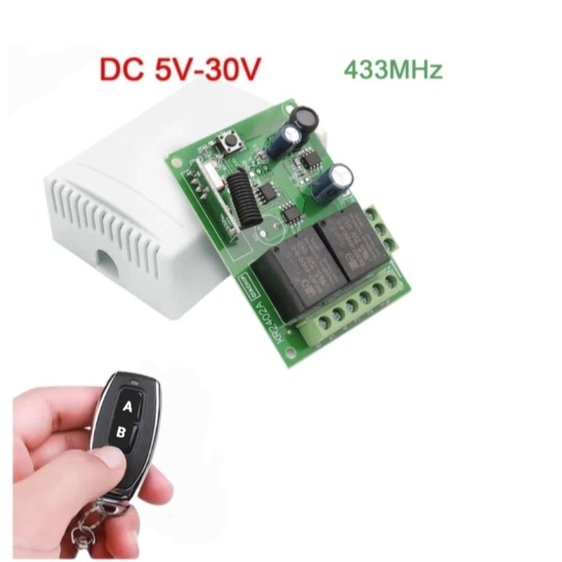 Interruptor De Controle Remoto Relé Sem Fio Módulo 2 CH, RF Transmissor 433Mhz, Luz, Porta ...