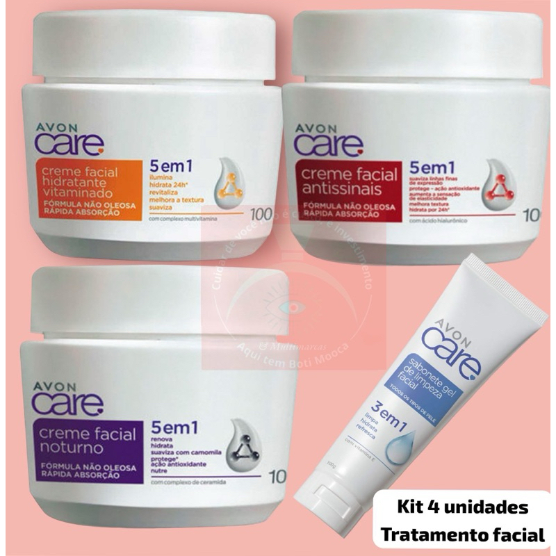 Kit Creme Facial Antissinais Avon Care 100g | Sabonete Gel Avon Care ...