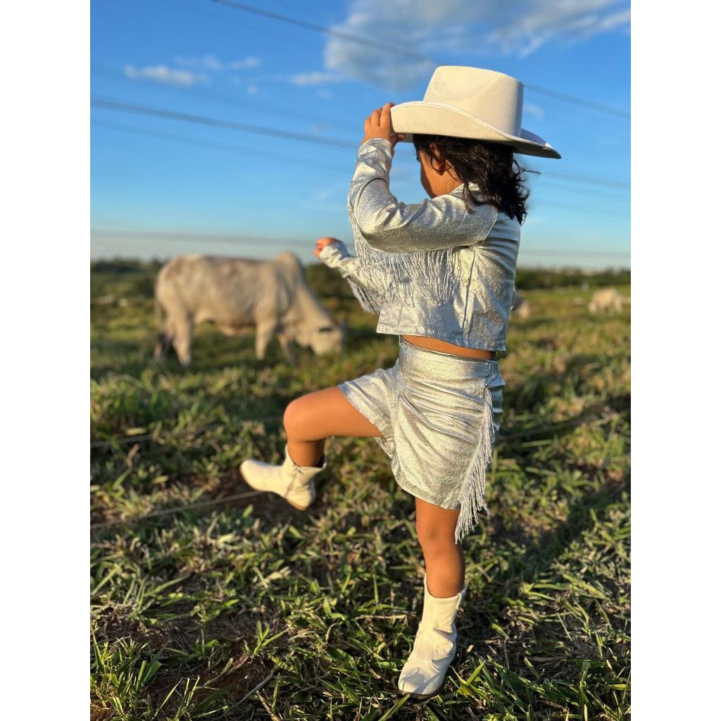 Boiadeira Ana Castela Conjunto Blogueira Menina Infantil "Prata-Luxo" 3 ...