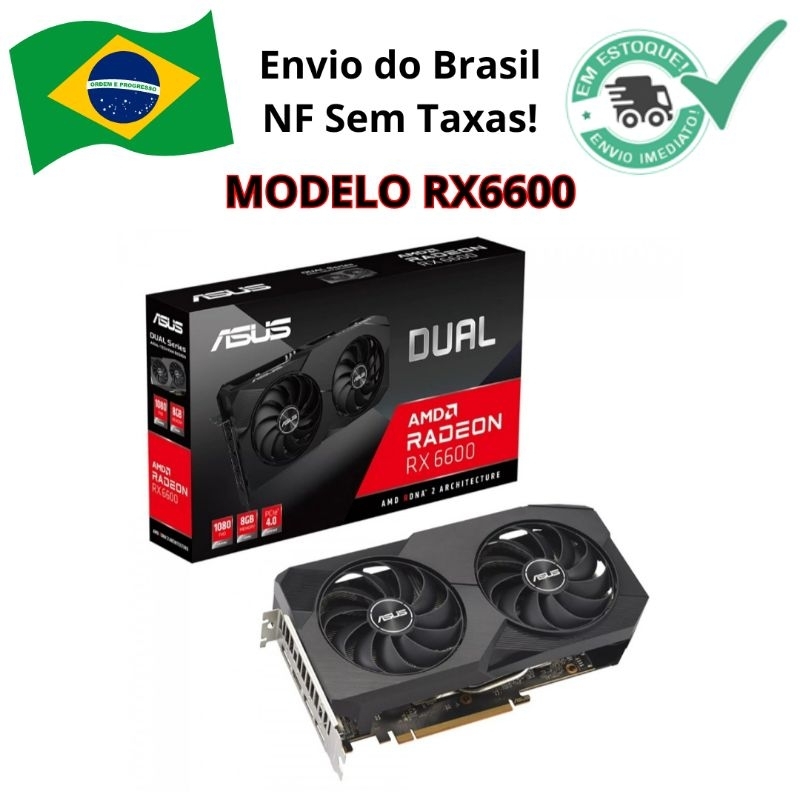 Placas de Vídeo AMD RX 6600 V2 ASUS GDDR6 / RX 580 8GB 256Bit 2048SP GDDR5 | Shopee Brasil