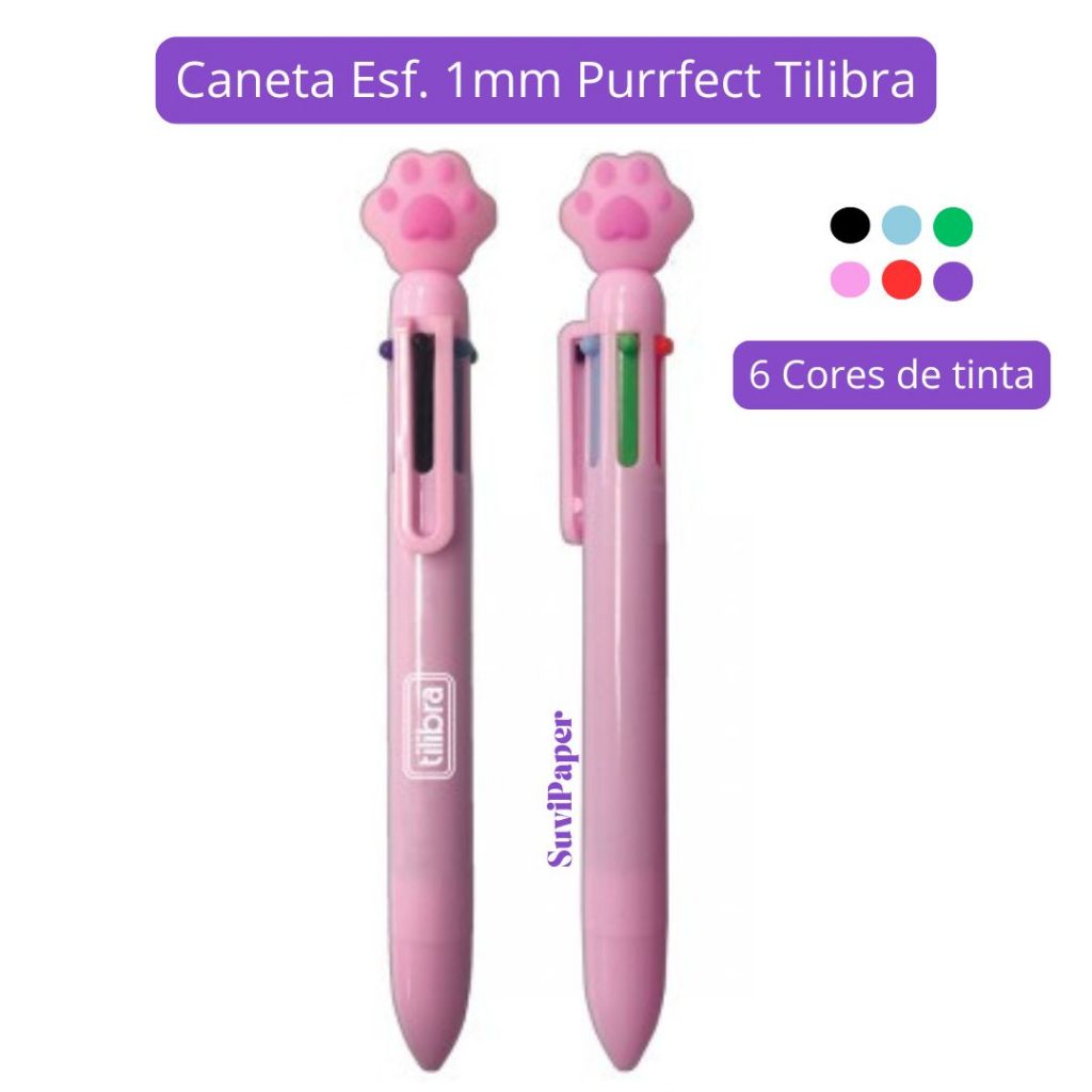 Caneta Esferográfica 1.0mm Purrfect Tilibra 6 Cores Retrátil | Shopee ...