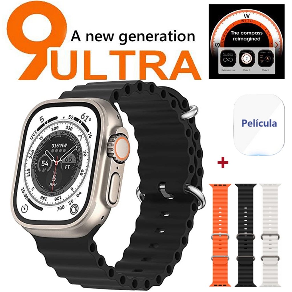 Relógio Ultra 9 2025 Novo Inteligente watch 9 Ultra Série 9 Bússola 2.2 ...