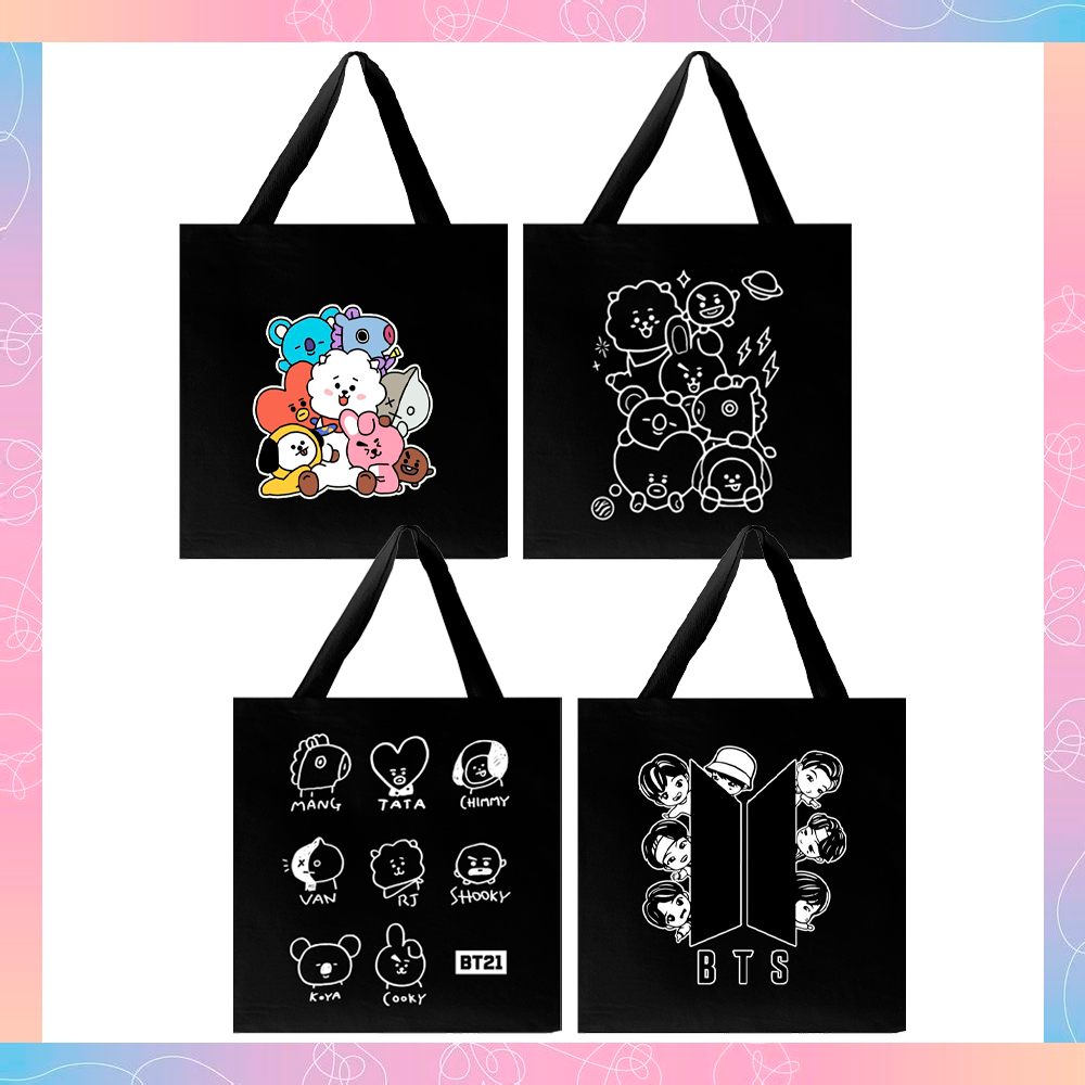 BOLSA ECOBAG BTS BT21 KPOP Tata Mang Chimmy RJ Koya Cooky Shooky Van JIMIN SUGA JIN V RM ...