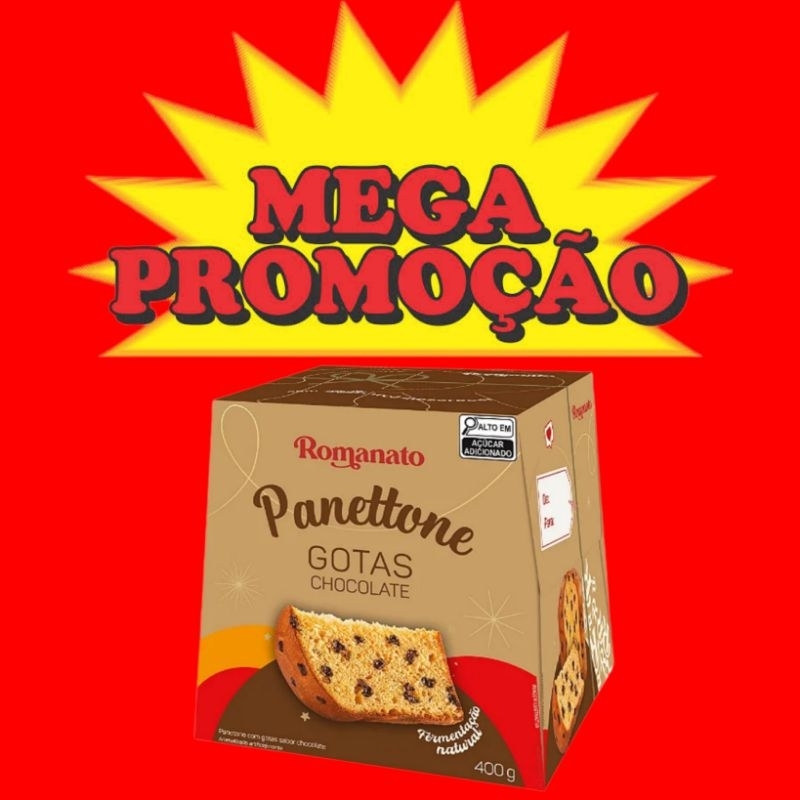 ROMANATO PANETTONE GOTAS CHOCOLATE 400g | Shopee Brasil