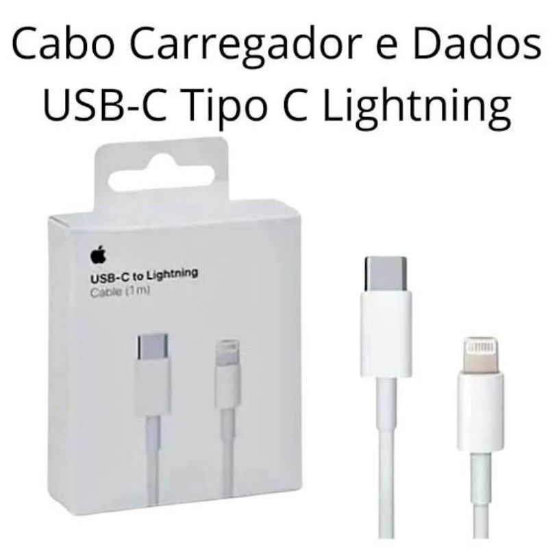 Cabo De iPhone Carregador Tipo C Branco lacrado 1 Metro | Shopee Brasil
