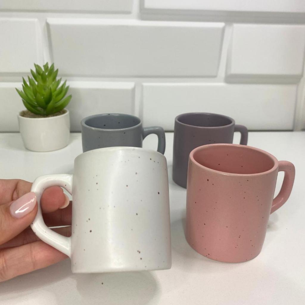 Kit 4 Canecas para Café 90ml em Cerâmica Colorida | Shopee Brasil