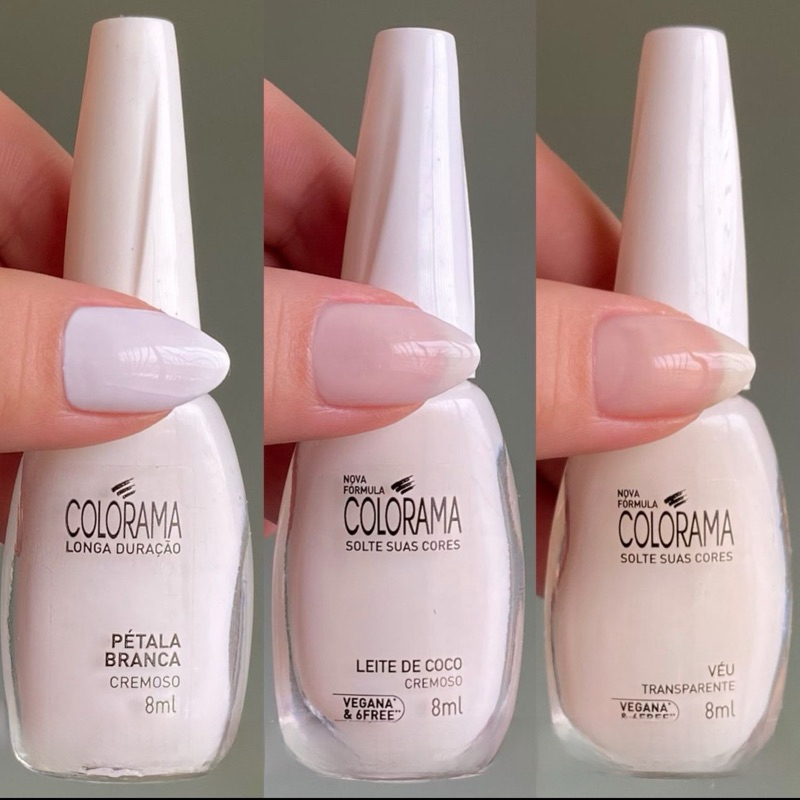 Kit 3 Esmalte Francesinha Colorama Pétala Branca , Leite de Coco e Véu ...