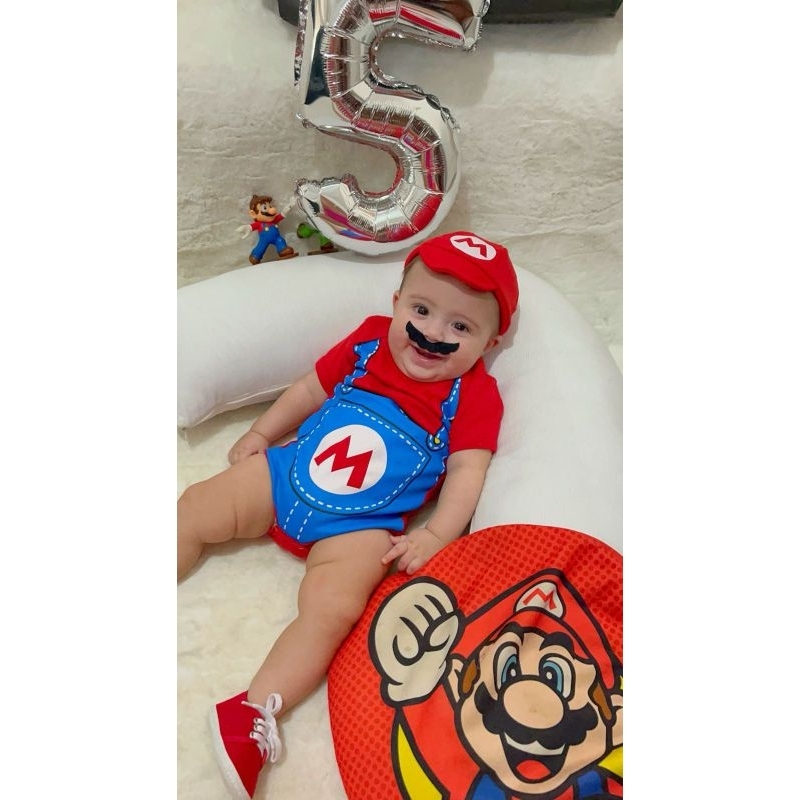 fantasia super Mario/ mesversário super Mario/ kit super Mario body ...