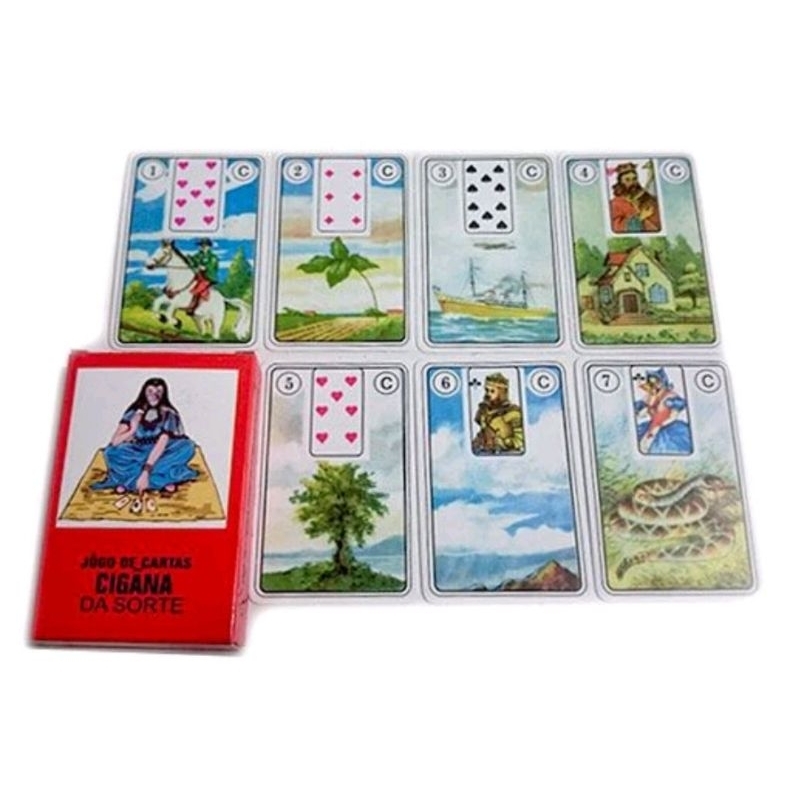 Taro Baralho Lenormand Cartomancia 36 Cartas Vermelho Taro Cigano com ...