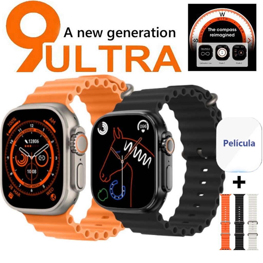 Relógio Ultra 9 2024 Novo Inteligente watch 9 Ultra 2 Série 9 Bússola 2 ...