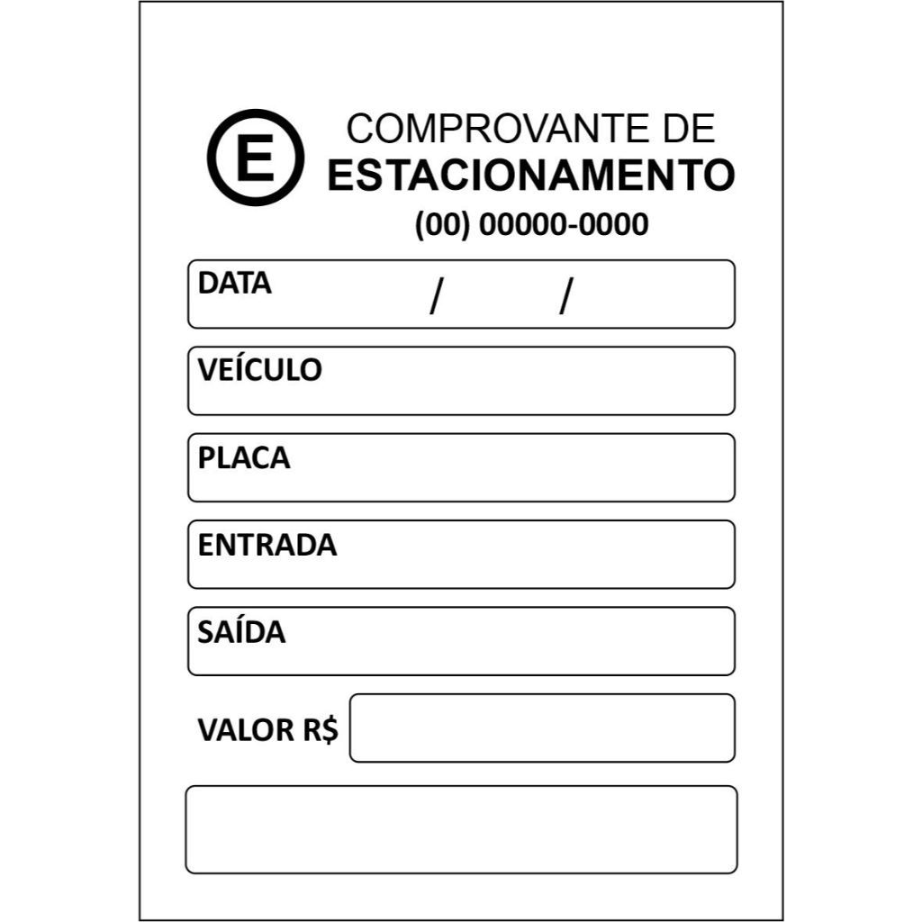 20 Blocos C/ 100 Fls Comprovante De Estacionamento Personalizado | Shopee Brasil