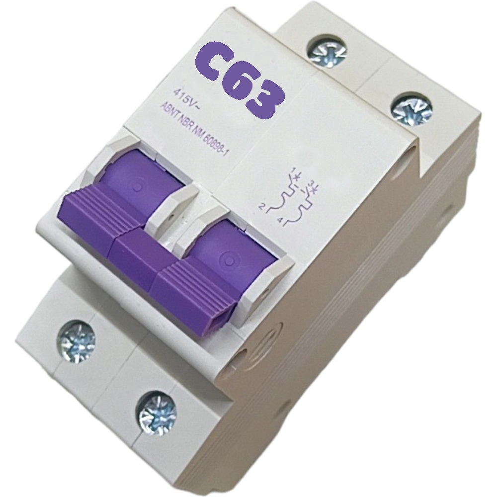 Disjuntor Bipolar Duplo Mini Din Curva C para 2 Fases de 63a | Shopee Brasil