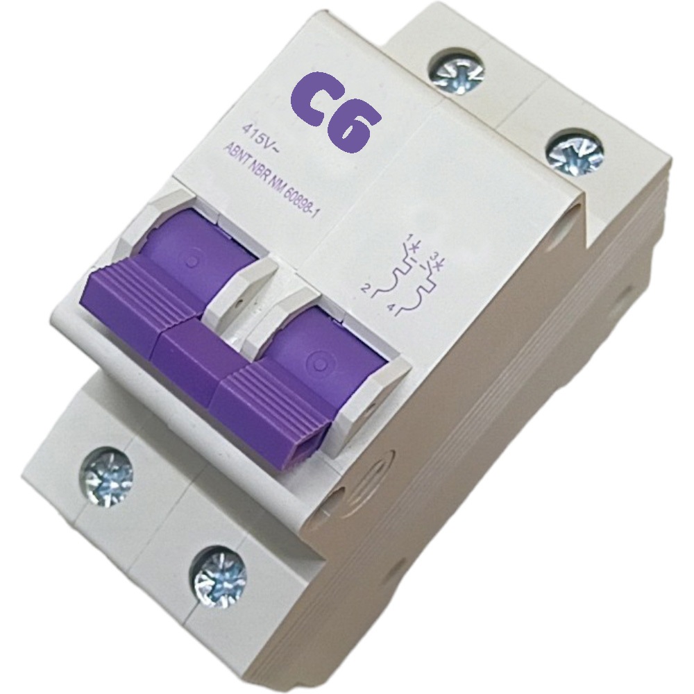 Disjuntor Bipolar Duplo Mini Din Curva C para 2 Fases de 6a | Shopee Brasil