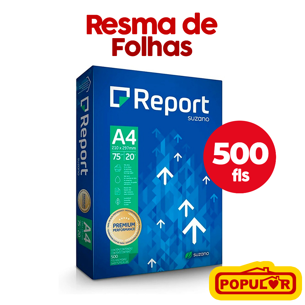 Papel Sulfite A4 Report Resistente - 210 x 297 mm 75g Branco Resma com ...