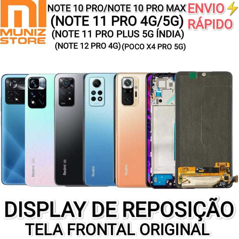 Display Xiaomi Redmi Note 10 Pro/Max/11/12 Pro 4G/5G/+ Plus Índia/Poco ...