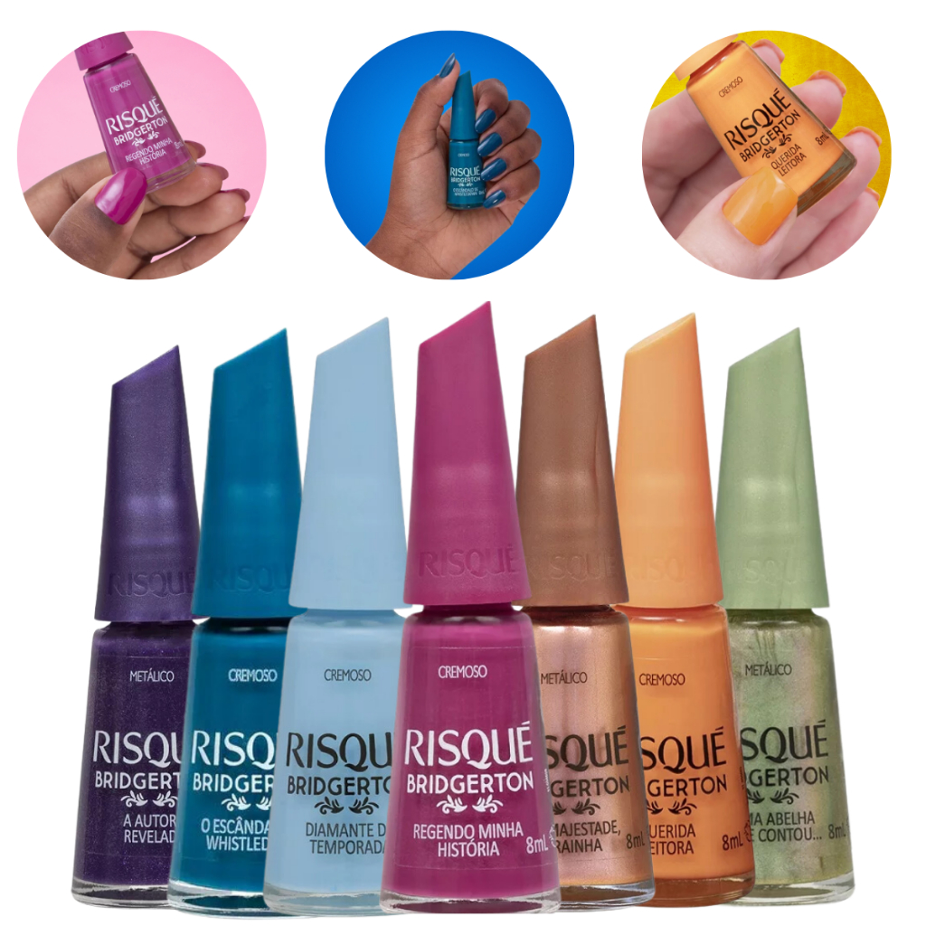 Kit 7 Esmaltes Risque Coleção Bridgerton Cores Vibrantes Manicure ...