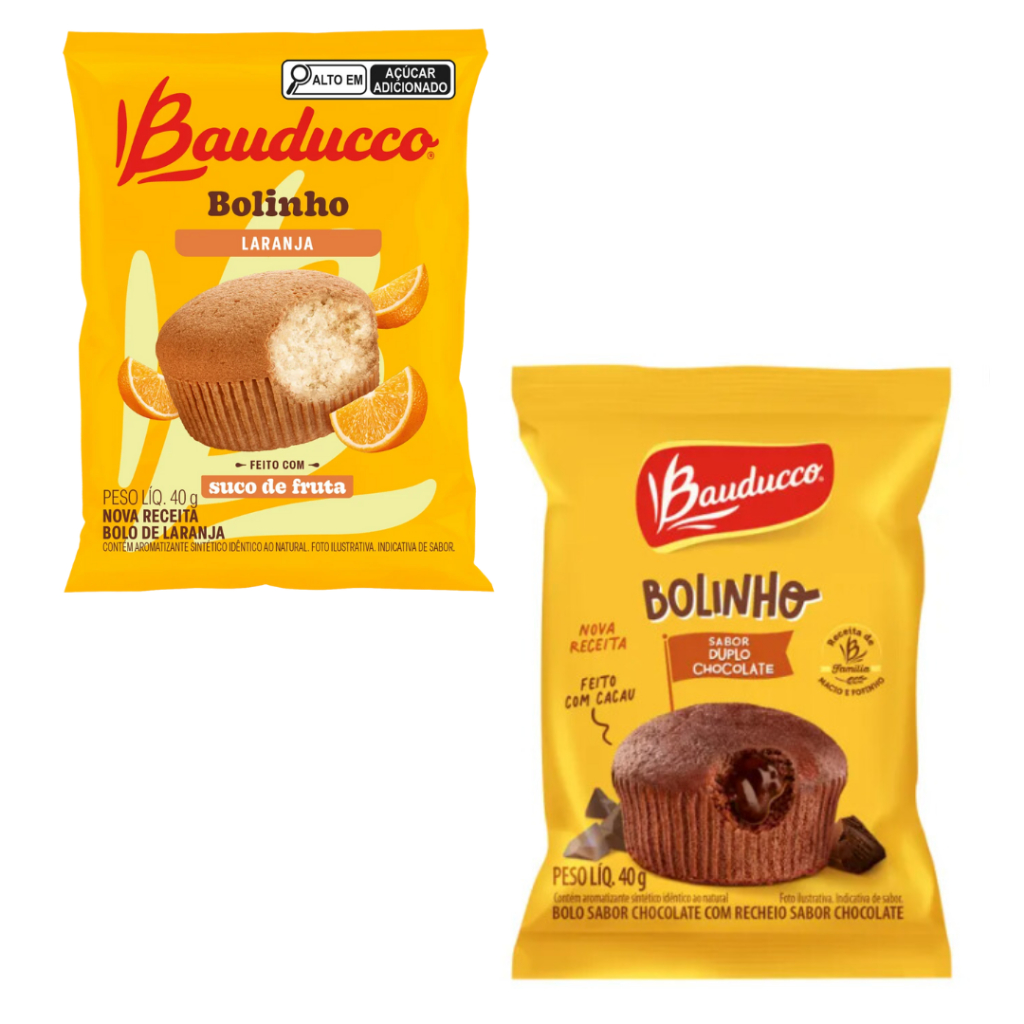 Kit Bolo Bolinho Sabor Laranja Ou Duplo Chocolate Bauducco Pacotinho De ...
