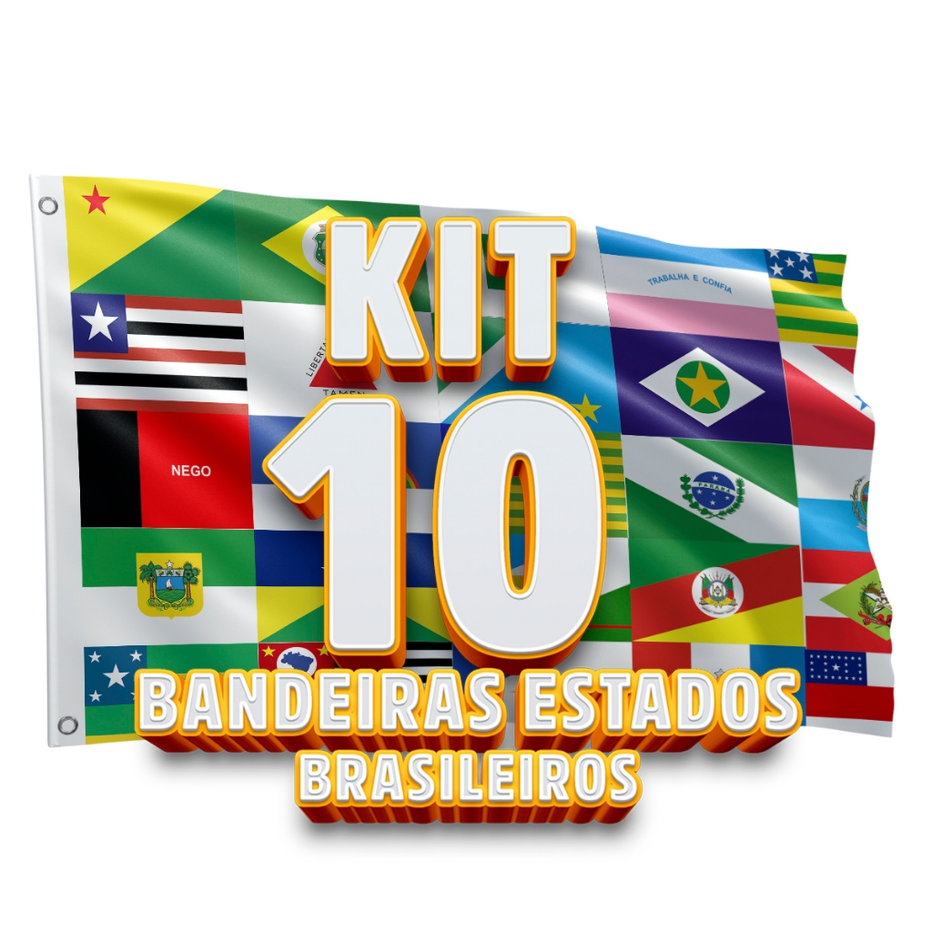 Bandeira Estados Brasileiros 1,50 x 0,90 m - Kit C/ 10unds | Shopee Brasil