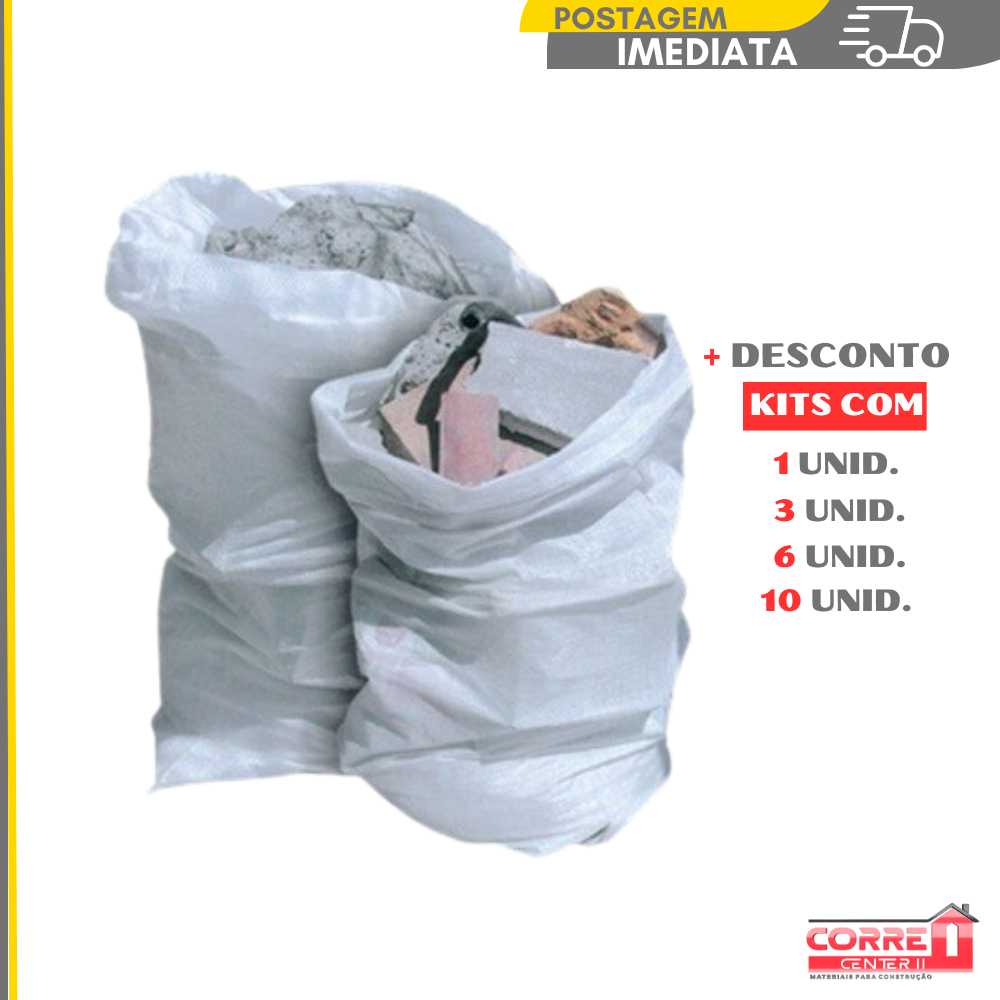 Saco de Ráfia (NOVO ) Para Entulho Branco 70 x 50cm | Shopee Brasil