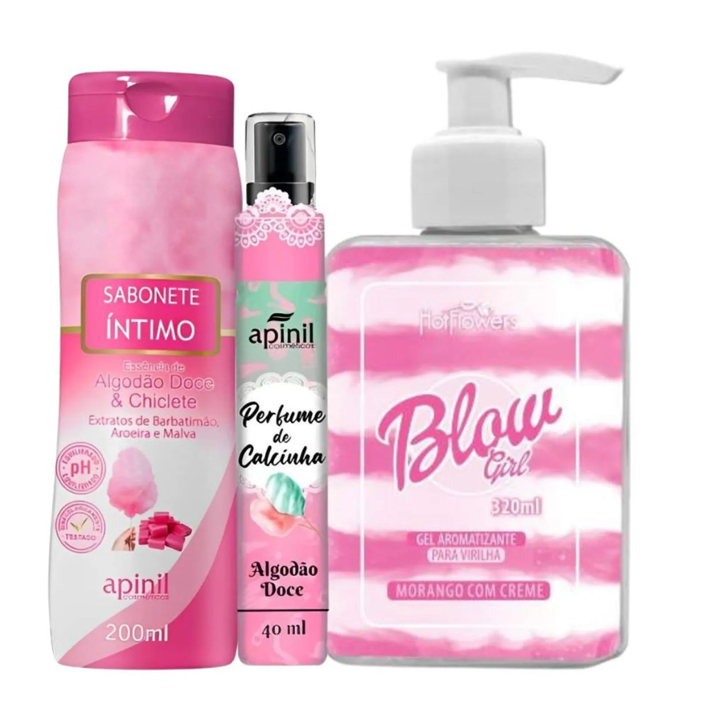 Kit Creme BLOW GIRL Gel Beijável Morango Pélvico Virilha 320ml Sabonete ...