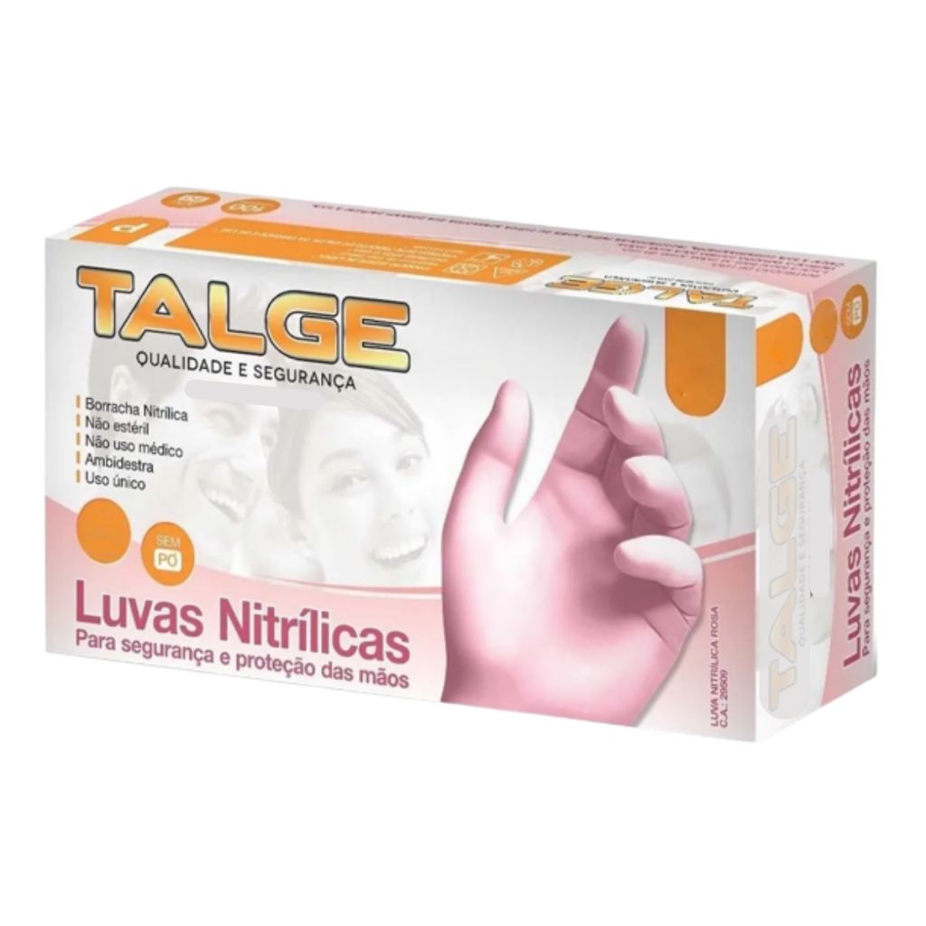 Luva Nitrílica Sem Pó Rosa Bebê P M G 100 Unidades - Talge | Shopee Brasil