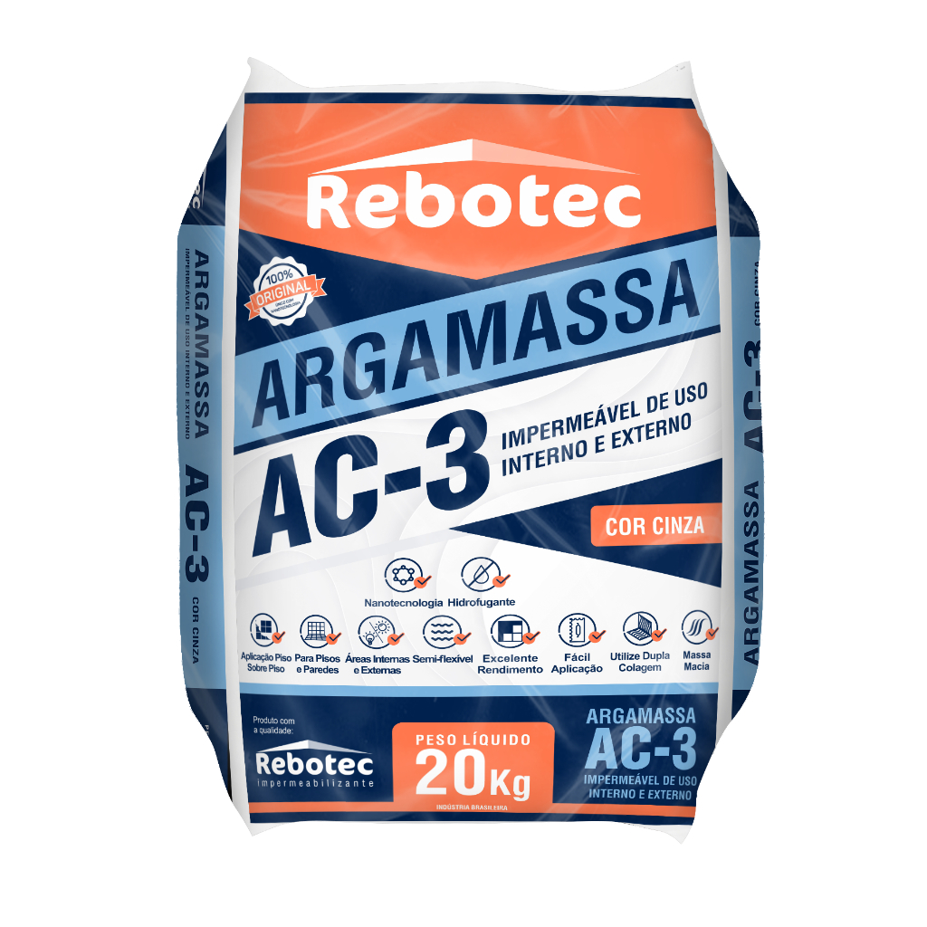 Argamassa Ac3 - 20kg Impermeável Rebotec | Shopee Brasil