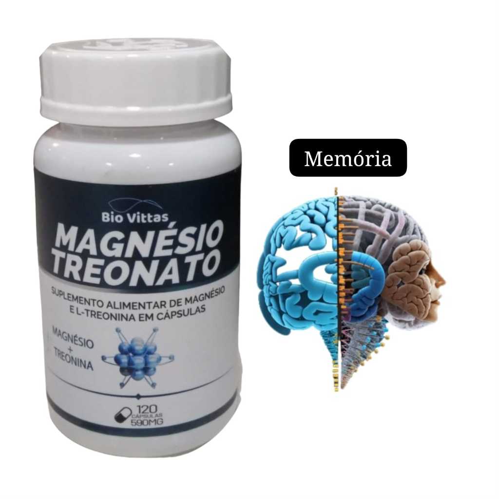 Magnésio Treonato Concentrado Suplemento Alimentar 120 Cápsulas de 500mg Bio Vittas | Shopee Brasil