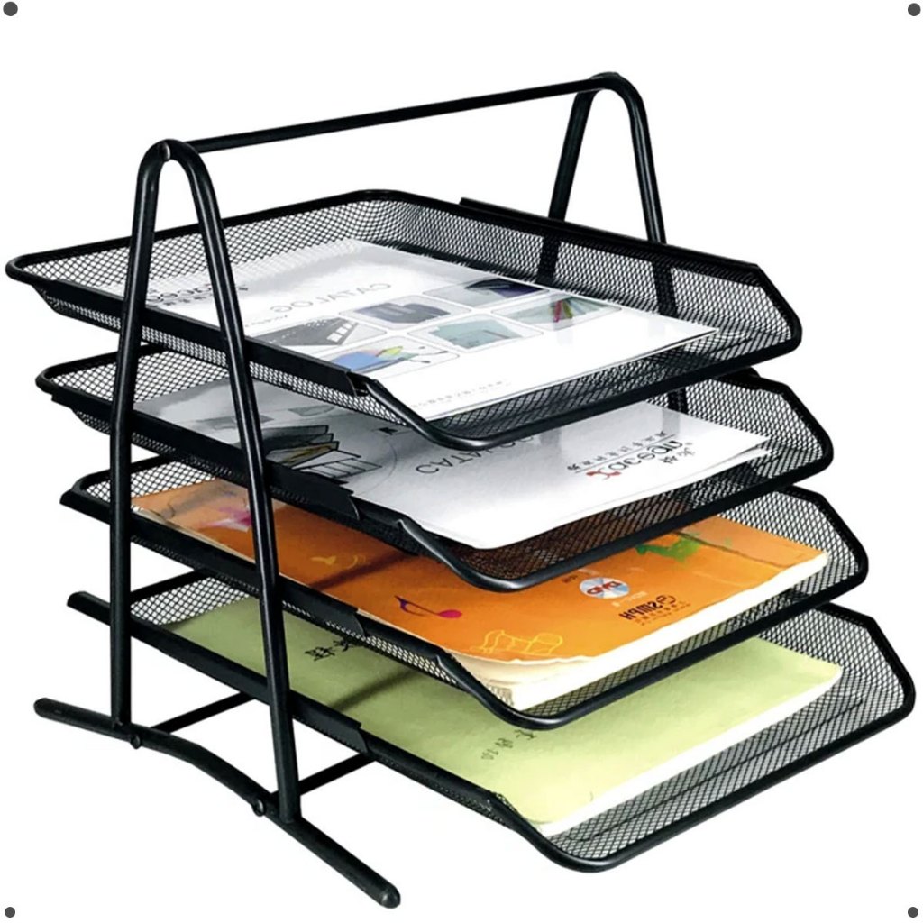 Organizador De Mesa Escritório Bandeja Dupla Porta Documento - Desconto ...