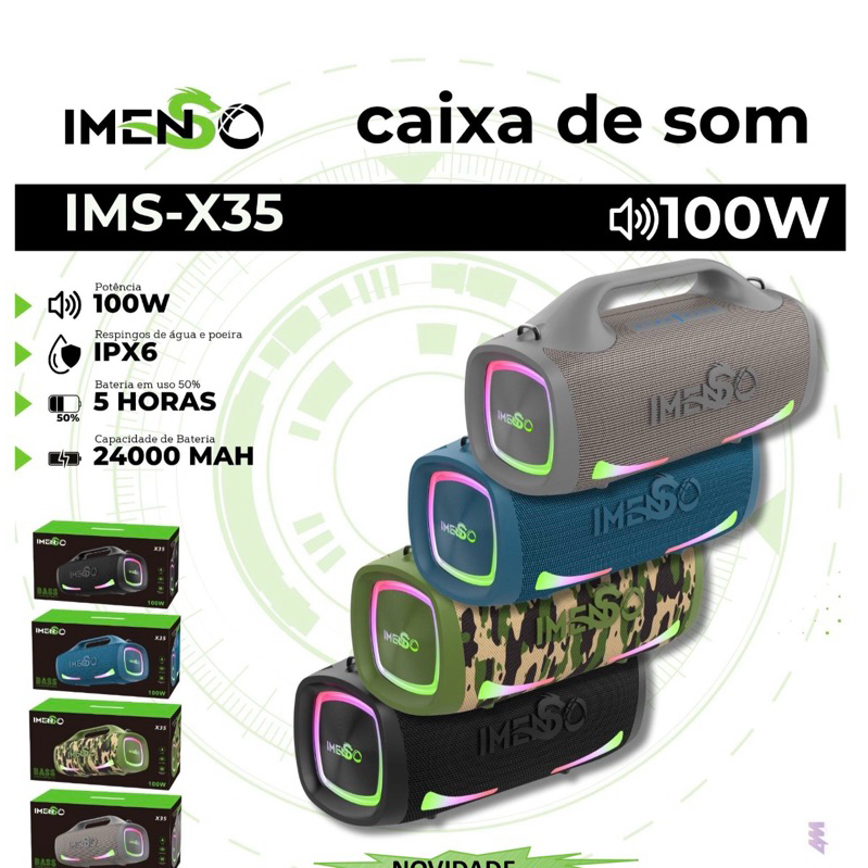 Caixa de som IMENSO x35 original 100w | Shopee Brasil