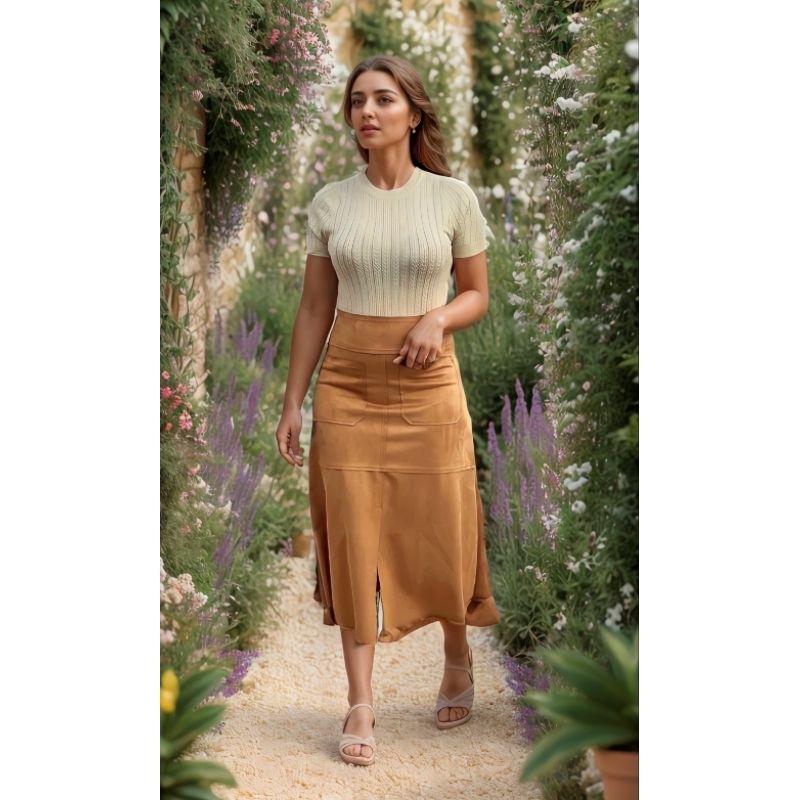 Saia Longa Feminina Escuba Suede - Moda Evangélica Casual Básica de ...